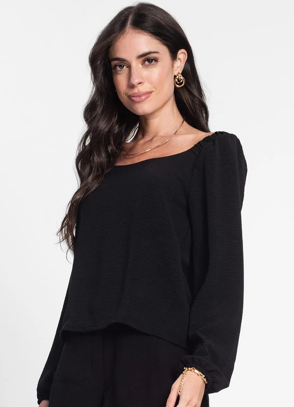 Blusa Feminina Manga 7/8 Rovitex Preto - Rovitex