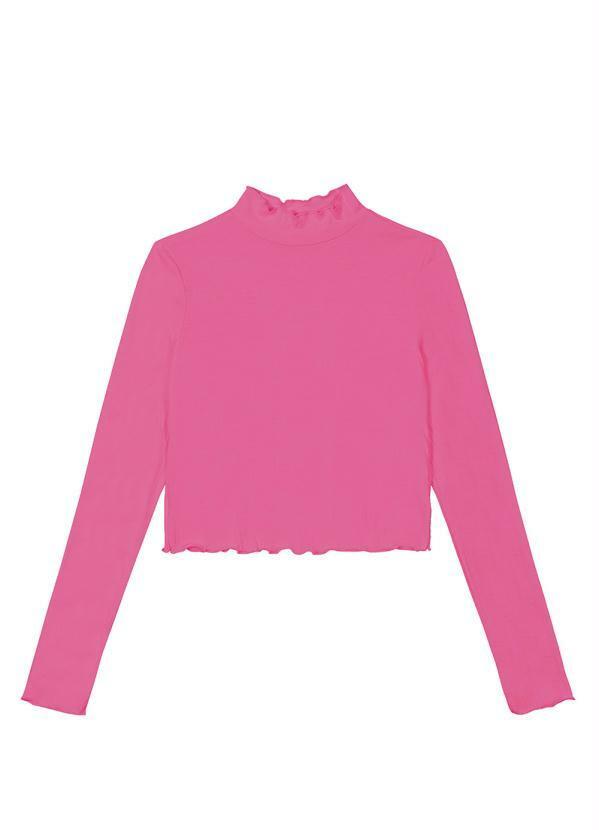 Blusa Manga Longa Picot Texturizada Rosa - Malwee