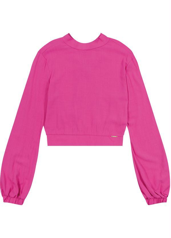 Blusa Manga Princesa em Tecido Rosa - Cativa