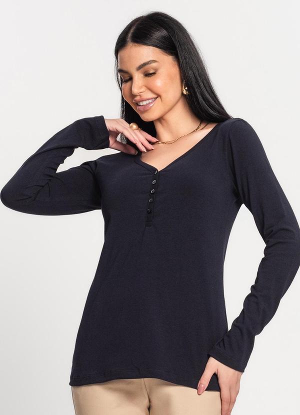 Blusa Portuguesa de Cotton Básica Kohmar Preto - Rovitex