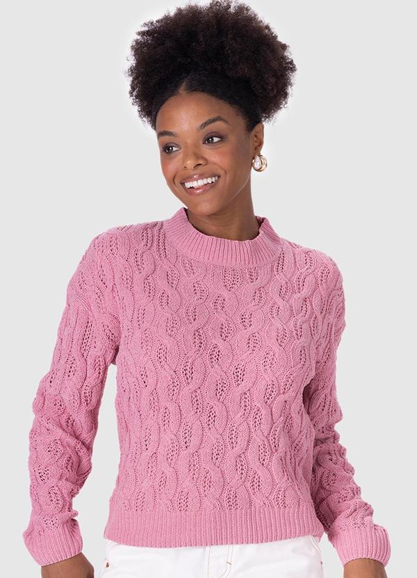 Suéter Feminino em Tricô Rosa - Malwee