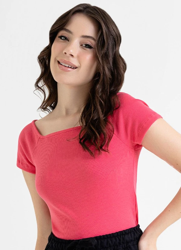 Blusa Ombro a Ombro Básica em Ribana Vermelho - Just Basic