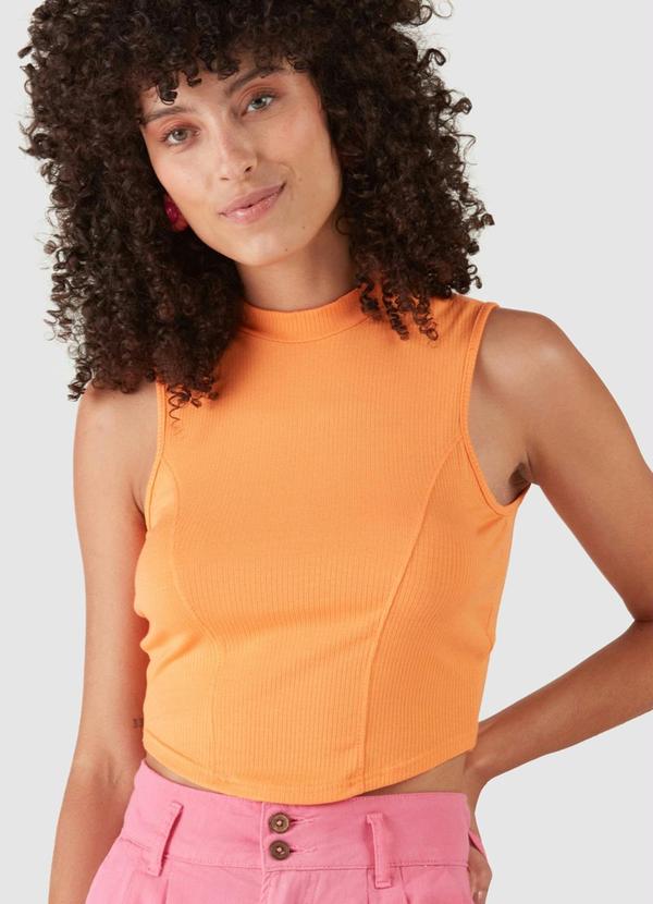 Blusa em Malha Canelada Laranja - Malwee