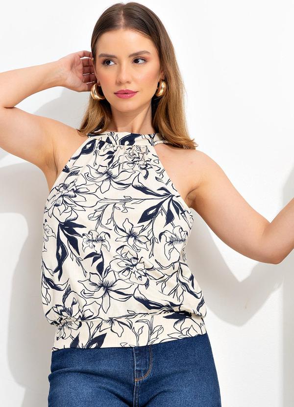 Blusa Linho Floral em Malha de Viscose - Quintess