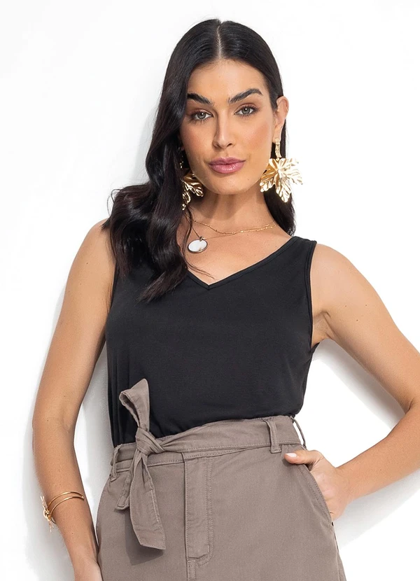 Blusa Preto em Malha Flamê - Quintess