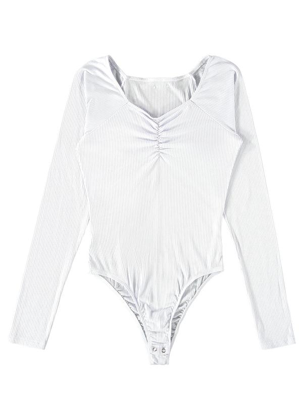 Body Canelado com Franzido Branco - Enfim