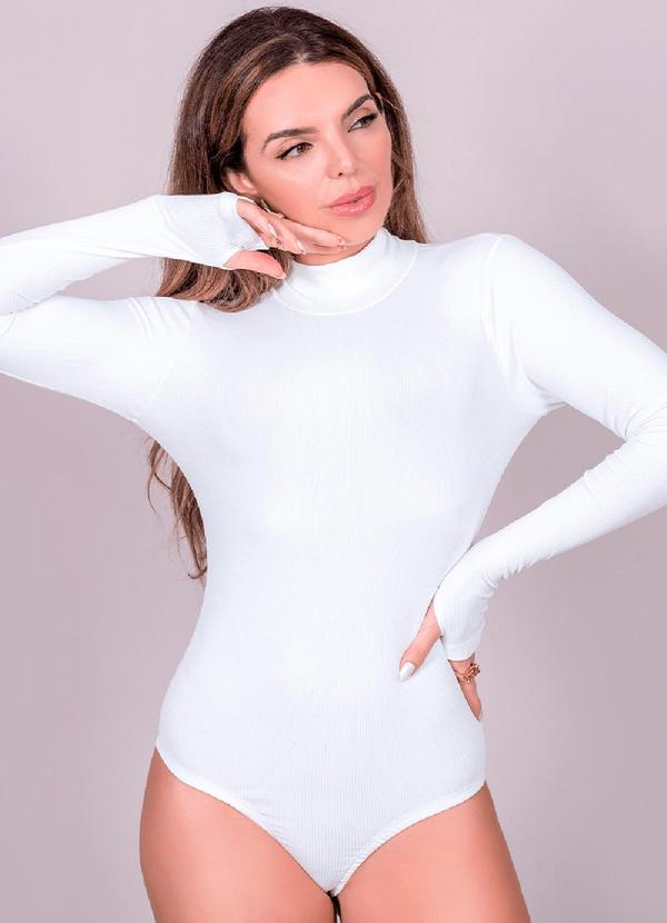 Body Canelado Manu Manga Longa Off White - Hiatto