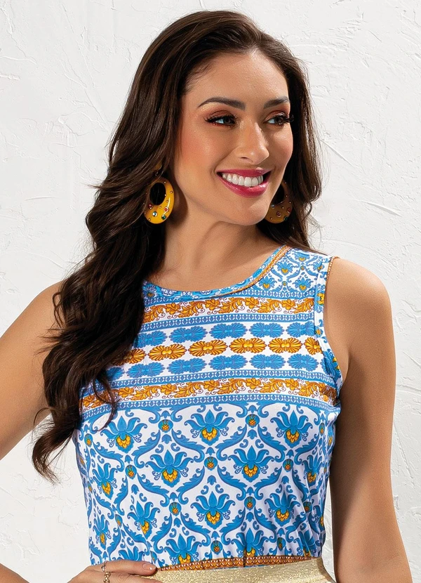 Body Étnico Azul em Malha - Moda Pop