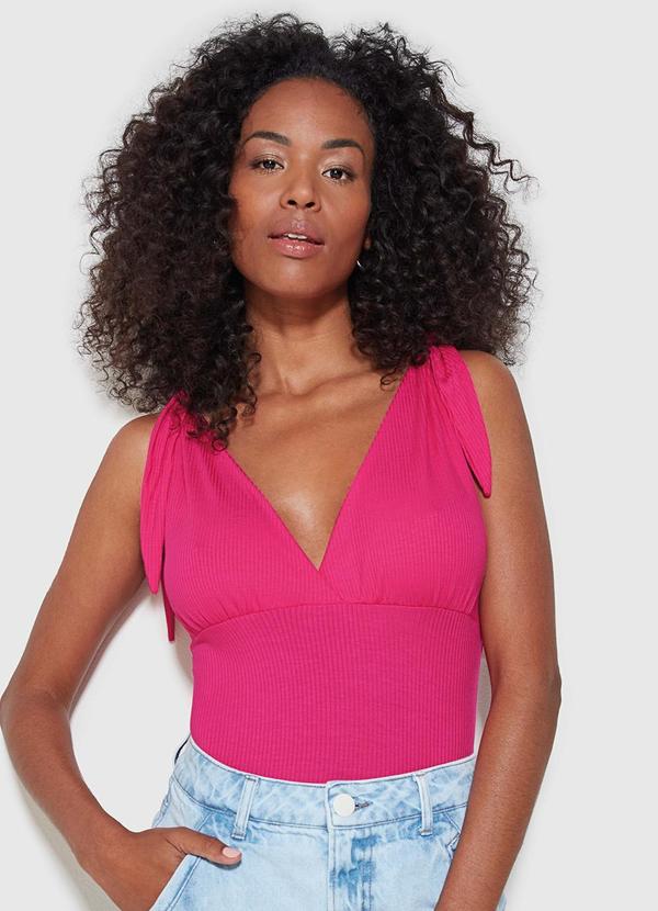 Body Transpassado Canelado Rosa Escuro - Enfim