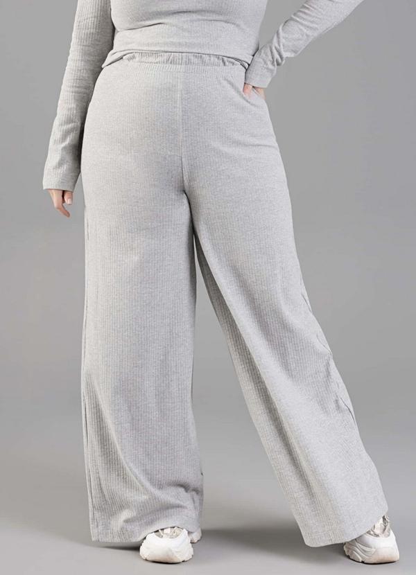 Calça Wide Leg Adulta Cinza - Just Basic