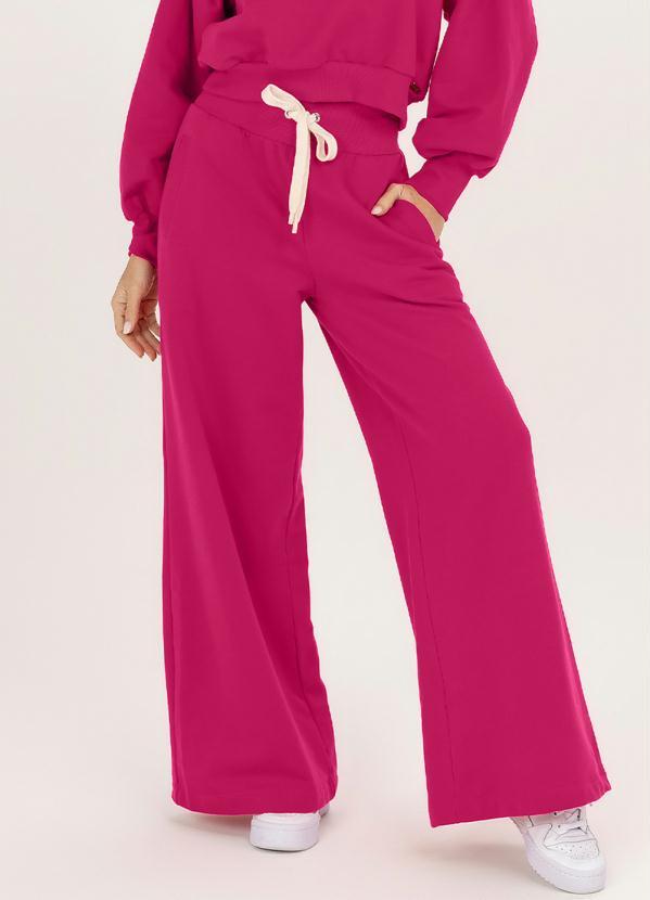 Calça Wide Leg Moletom Rosa - Angel
