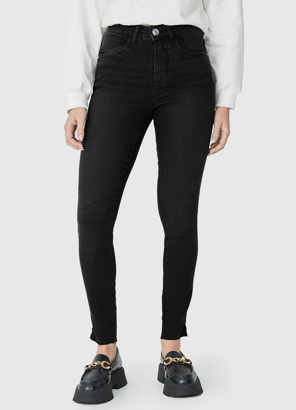 Calça Feminina Cropped Skinny Flex Jeans Preto - Malwee