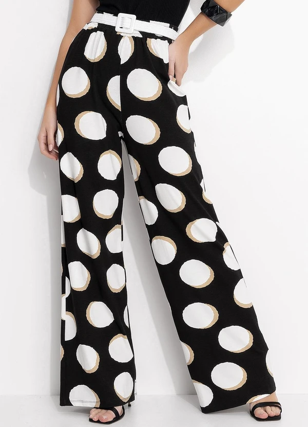 Calça Poá Irregular em Malha de Viscose - Quintess