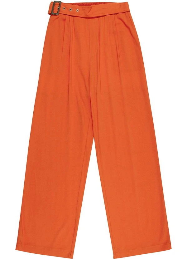 Calça Wide Leg em Tecido Flex Laranja - Cativa