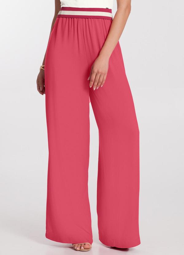 Calça Wide Leg em Viscose com Cinto Rosa - Lunender Feminino