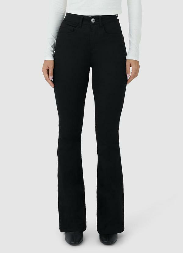 Calça Small Flare Sarja Flex Cintura Alta Preto - Malwee
