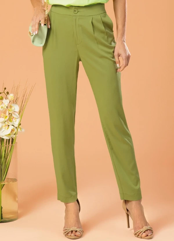 Calça Cintura Alta em Tecido Flex Vermelho - Gris