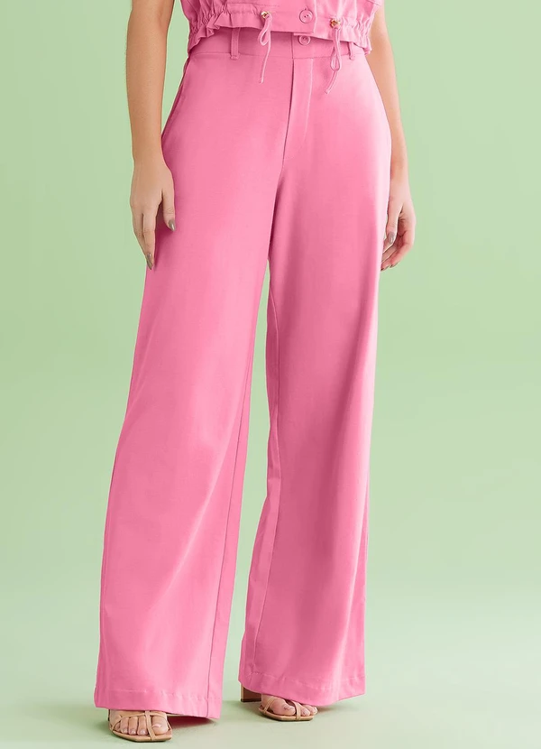 Calça Wide Leg Alfaiataria Malhão Rosa - Angel