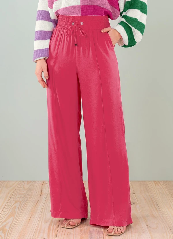 Calça Wide Leg Viscose Rosa - Angel