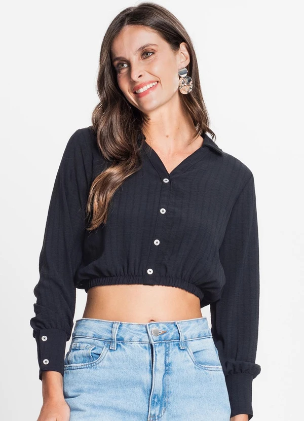 Camisa Feminina Manga Longa Preto - Rovitex