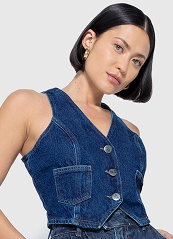Colete Feminino Alfaiataria Jeans Azul - Enfim