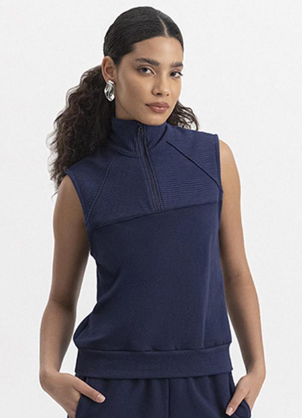 Colete Feminino em Moletom Azul - Essendi