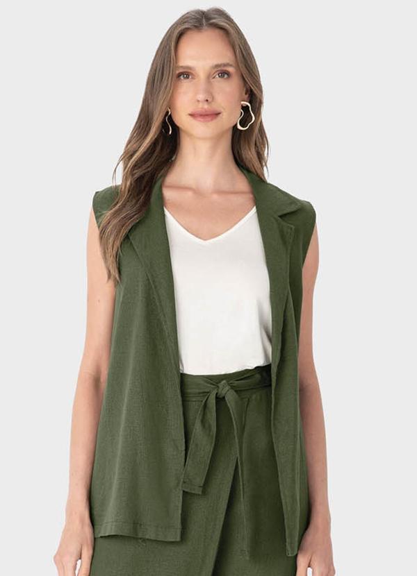 Colete Verde Alfaiataria Alongado em Viscolinho - Malwee