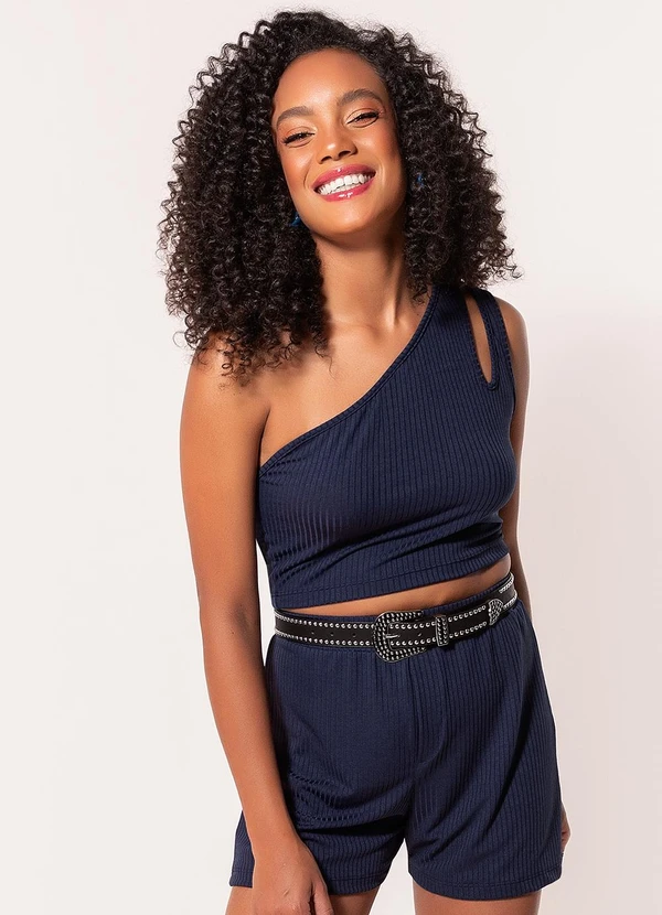 Conjunto Azul Marinho em Canelado - Moda Pop