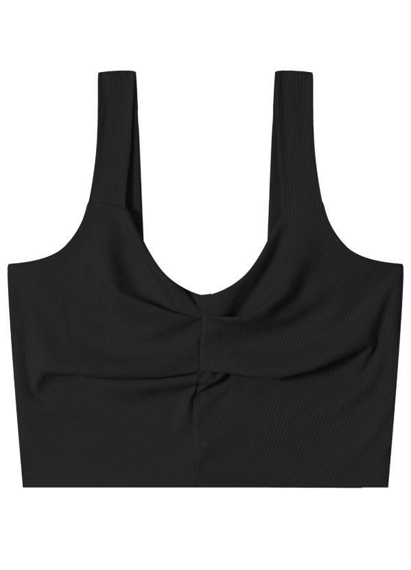 Blusa Cropped Canelada Preto - Malwee