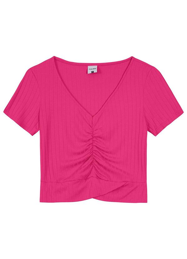 Blusa Cropped em Malha Canelada Rosa Escuro - Malwee