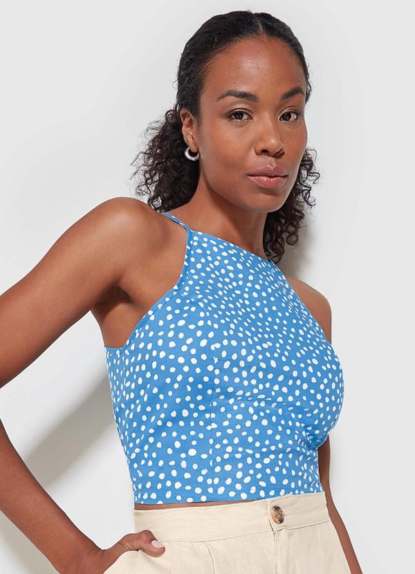 Blusa Cropped Poá Azul - Enfim