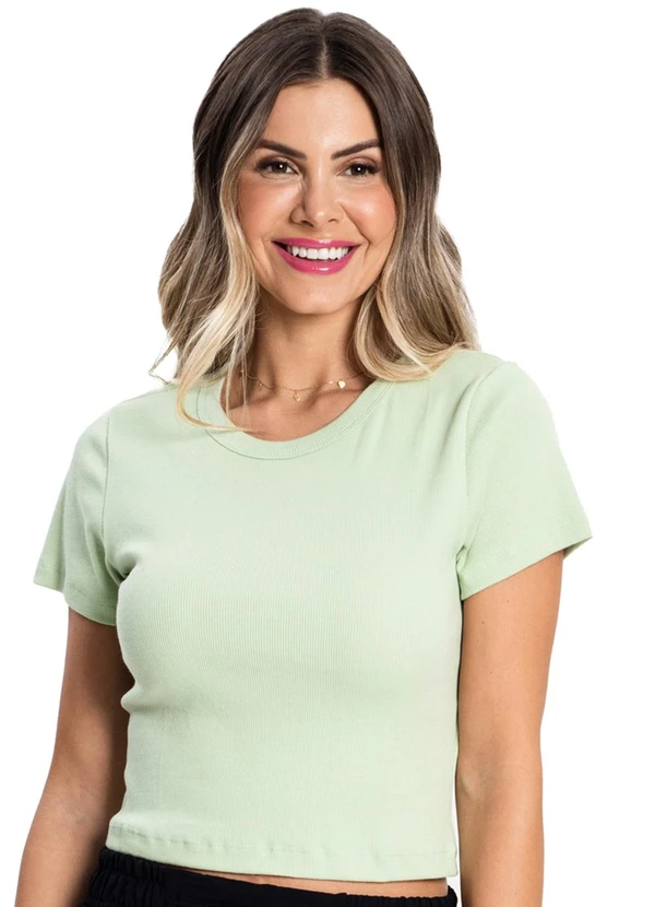 Blusa Cropped Ribana Básica Verde - Rovitex