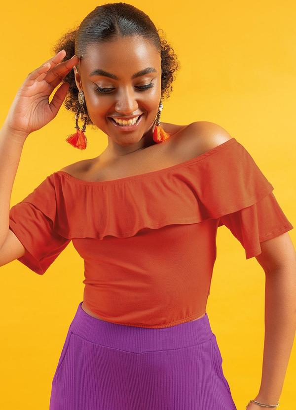 Blusa Feminina Modelagem Off Shoulder Laranja - Habana