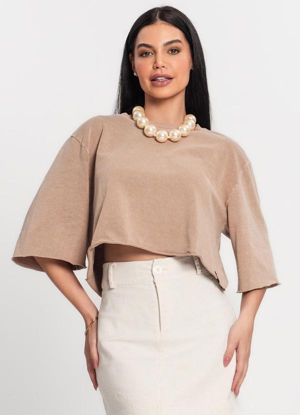 Blusa Feminina Over Cropped Estonada Marrom - Rovitex