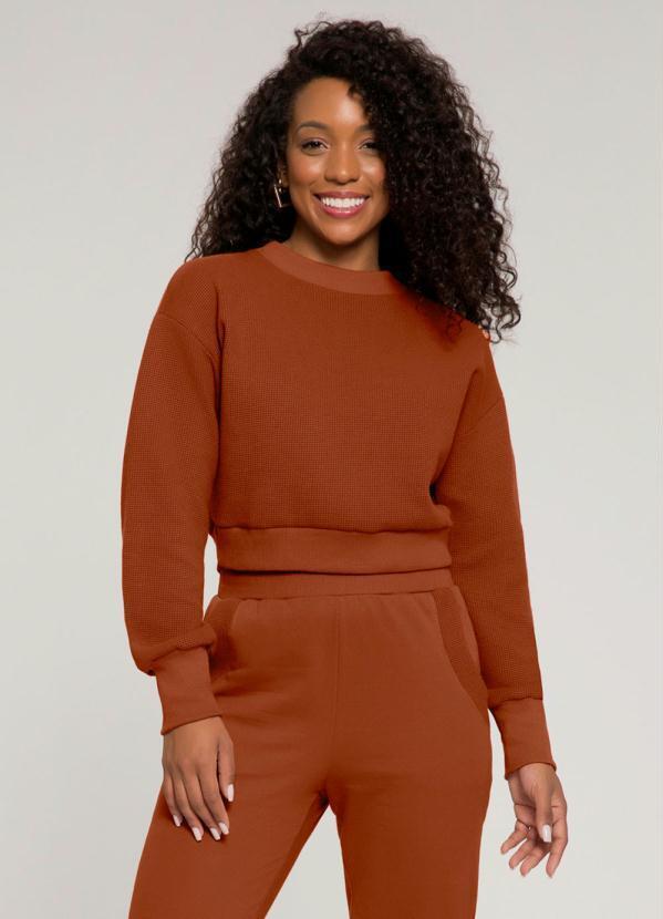 Blusão Cropped Moletom Laranja - Lunender Feminino