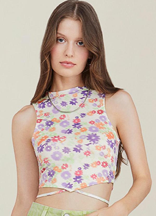 Cropped Floral Blur Multi Colorido - TexBrands