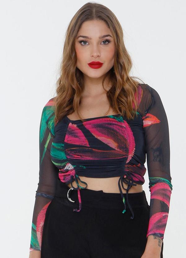 Cropped Floral Mais Gata Rosa - Gatabakana