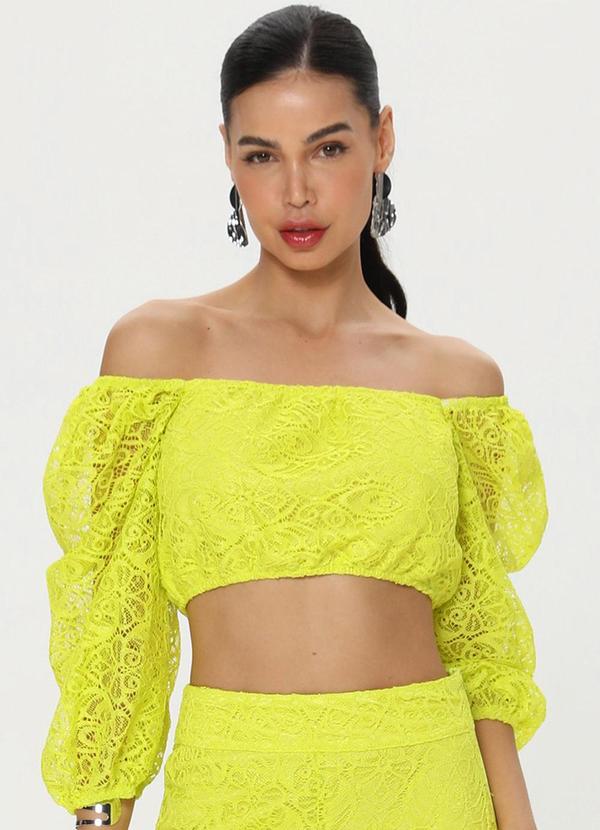 Cropped Renda Sexy Amarelo - Gatabakana