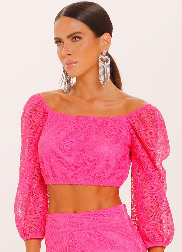 Cropped Renda Sexy Rosa - Gatabakana