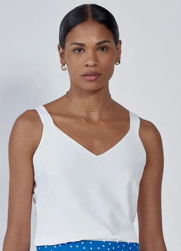 Regata Básica Off White de Crepe Dominique - Principessa