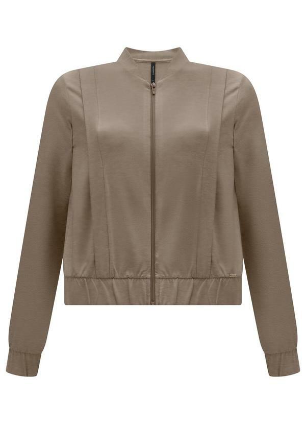 Jaqueta Bomber com Zíper em Moletom Marrom - Lunender Feminino