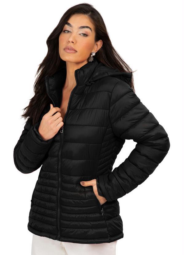 Jaqueta Puffer com Capuz Preto - Endless