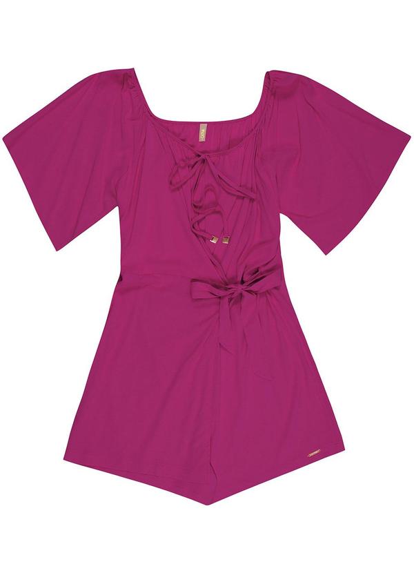 Macacão Curto em Tecido Flex Roxo - Cativa