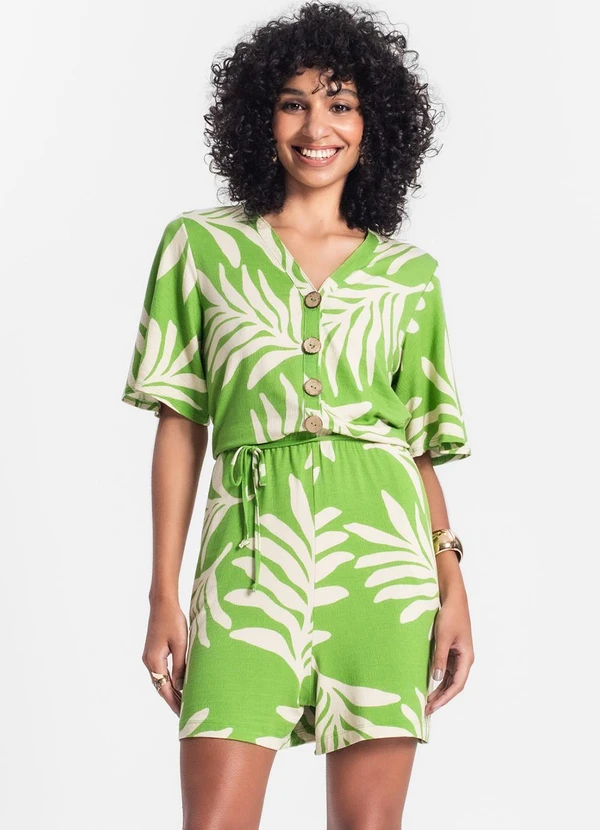 Macaquinho Floral Verde - Rovitex