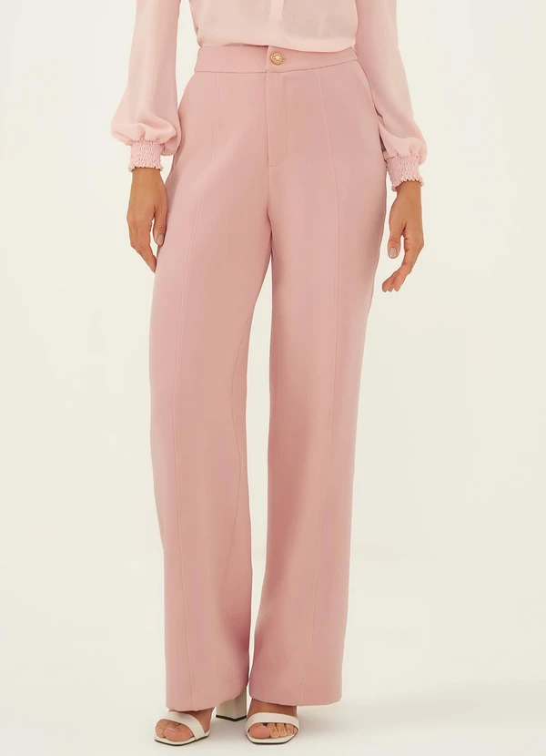 Calça Wide Leg de Alfaiataria Rosa Chá Suzy - Principessa