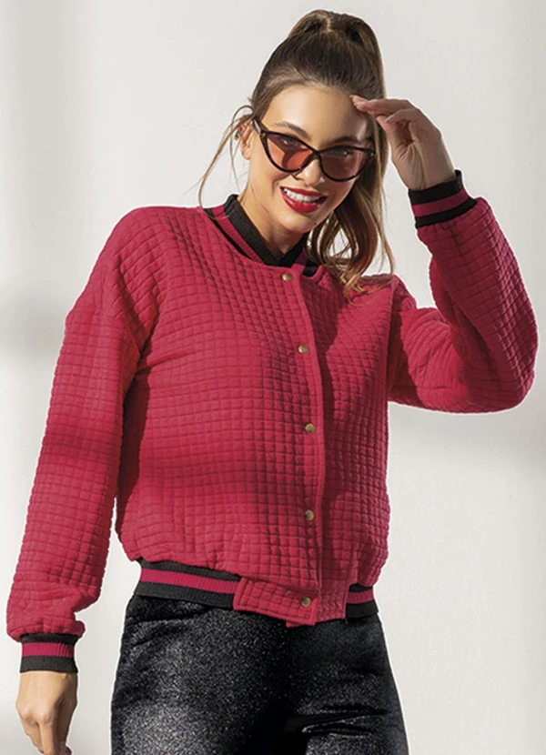 Casaco Feminino com Retilínea Rosa - Habana