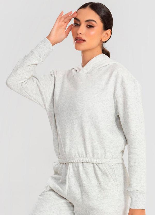 Cropped Moletom com Capuz Mescla Banana - Meu Jeans