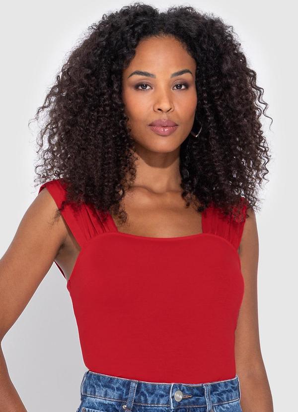 Blusa Justa com Alça Franzida Vermelho - Enfim
