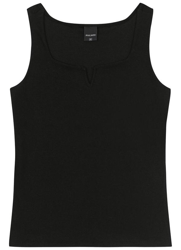 Blusa Preto Justa em Ribana Canelada - Malwee