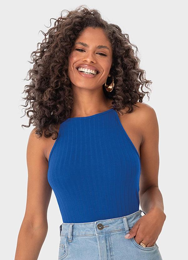 Regata Azul Royal Justa em Viscose Canelada - Malwee